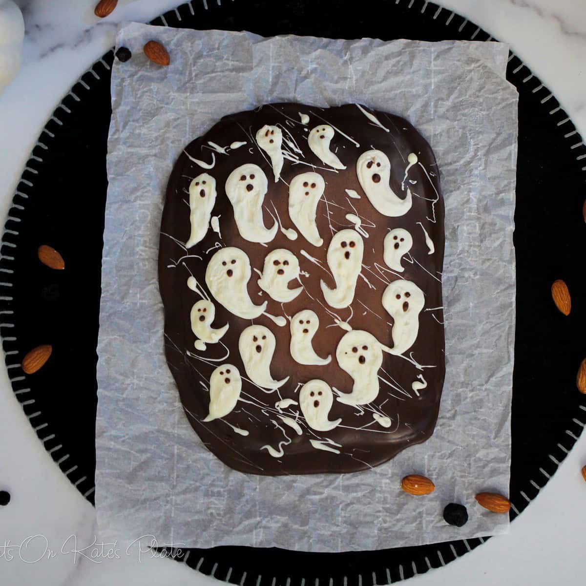Boo-Berry Chocolate Bark with Almonds • What's On Kate's Plate