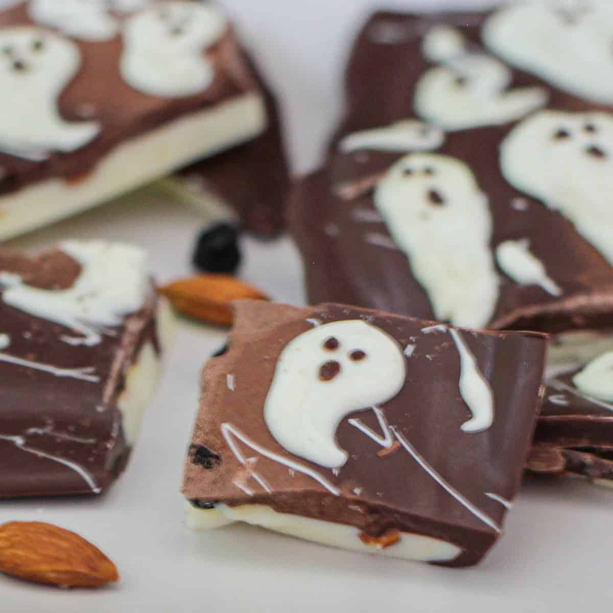 Boo-Berry Chocolate Bark with Almonds • What's On Kate's Plate