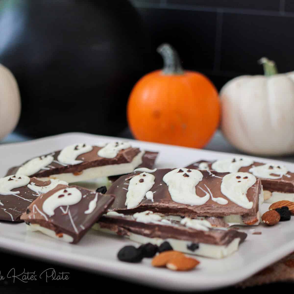 Boo-Berry Chocolate Bark with Almonds • What's On Kate's Plate