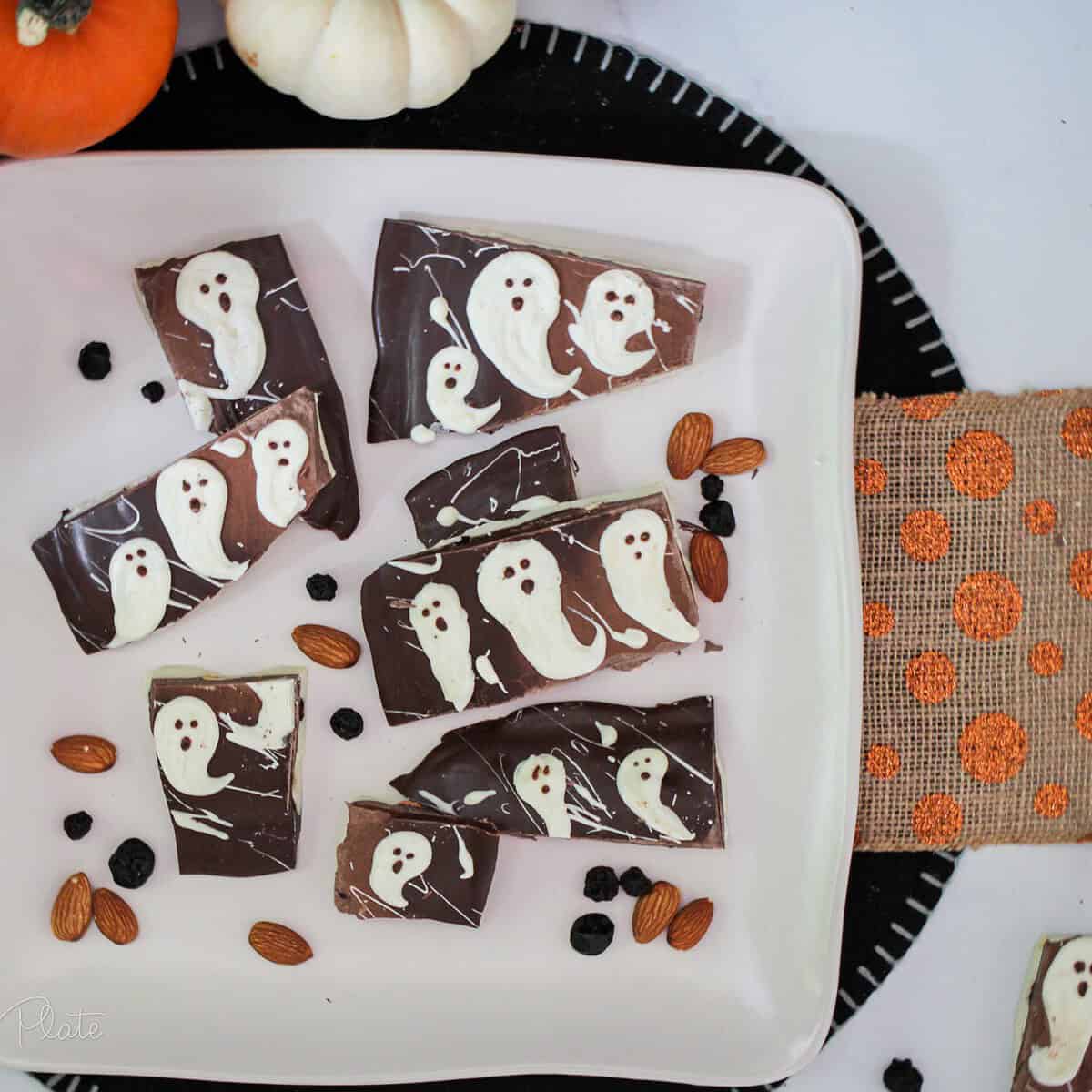 Boo-Berry Chocolate Bark with Almonds • What's On Kate's Plate
